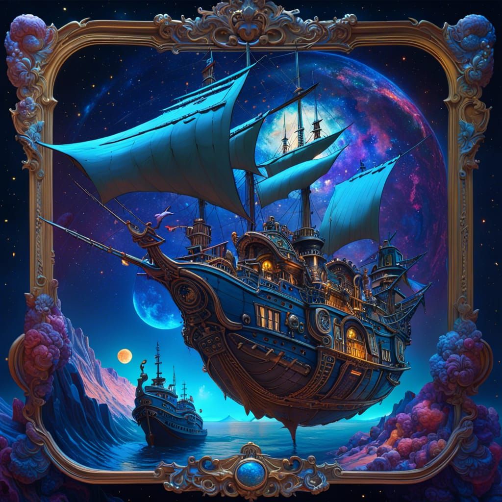 Flying Alien Pirate Ship - AI Generated Artwork - NightCafe Creator