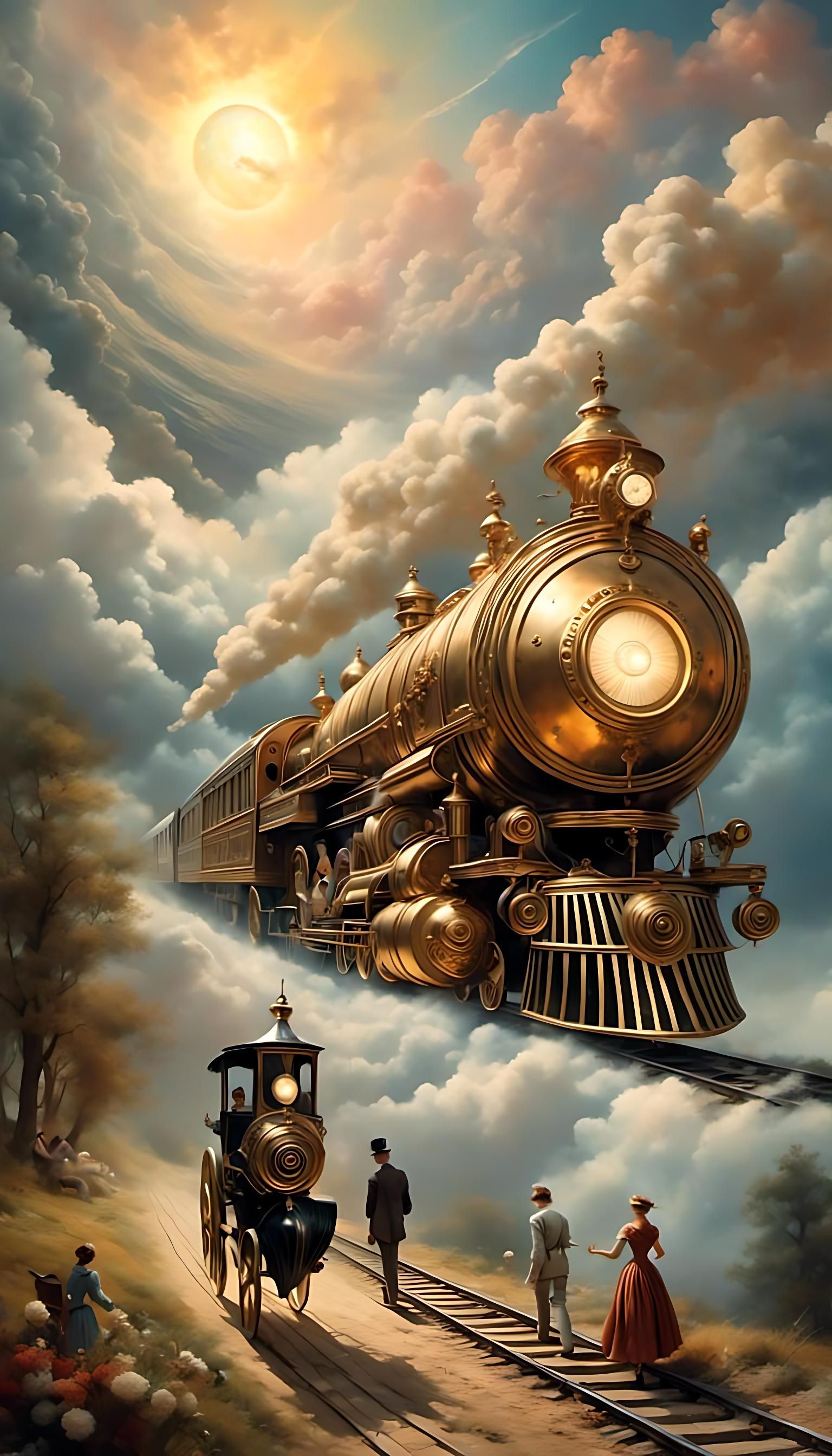 The Gold Locomotive - AI Generated Artwork - NightCafe Creator