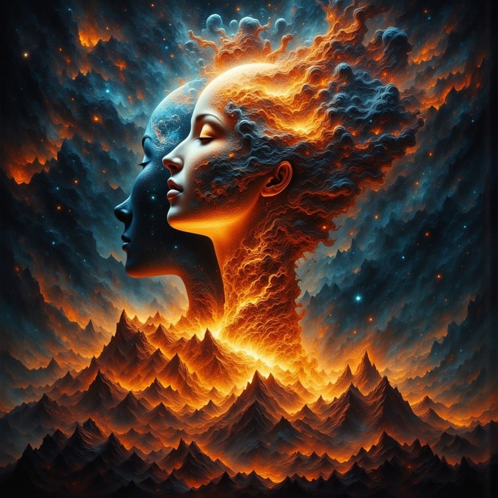 A space entity resembles a nebula and fire