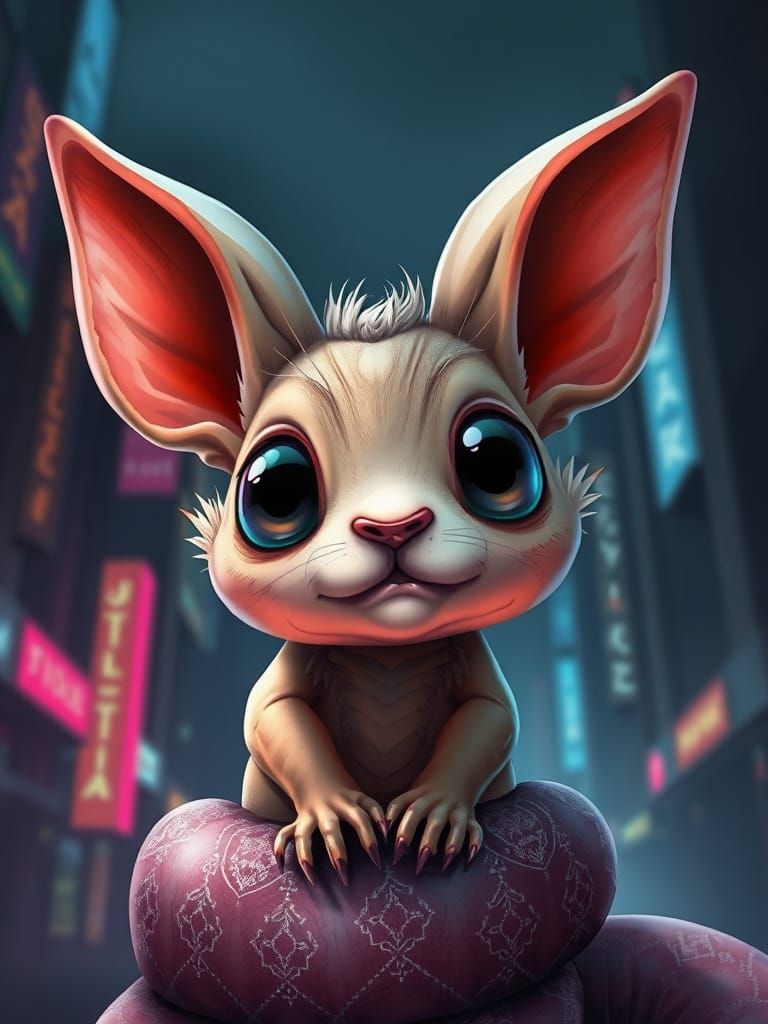 Chibi Realistic Hybrid Creature in Vibrant Citysca... - AI Art