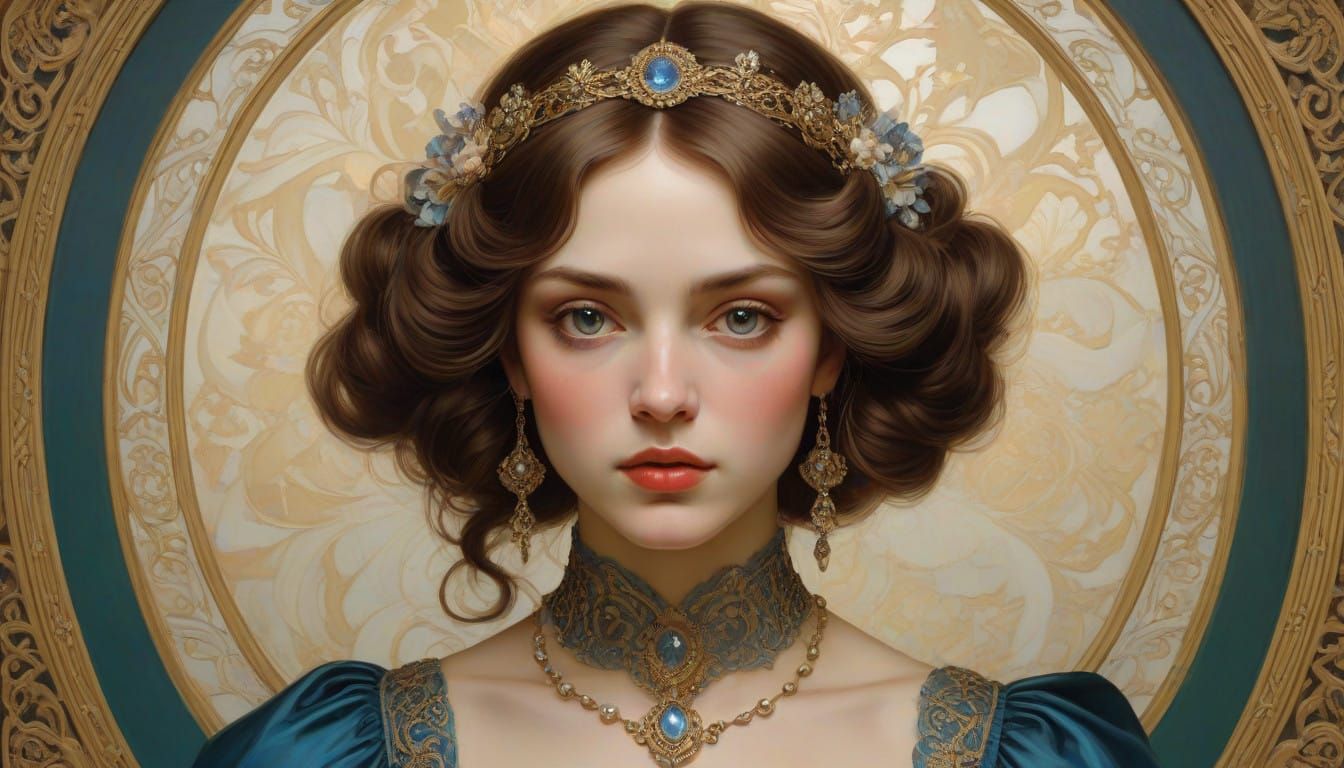 Elegant Victorian Lady in Lavish Gown - AI Art