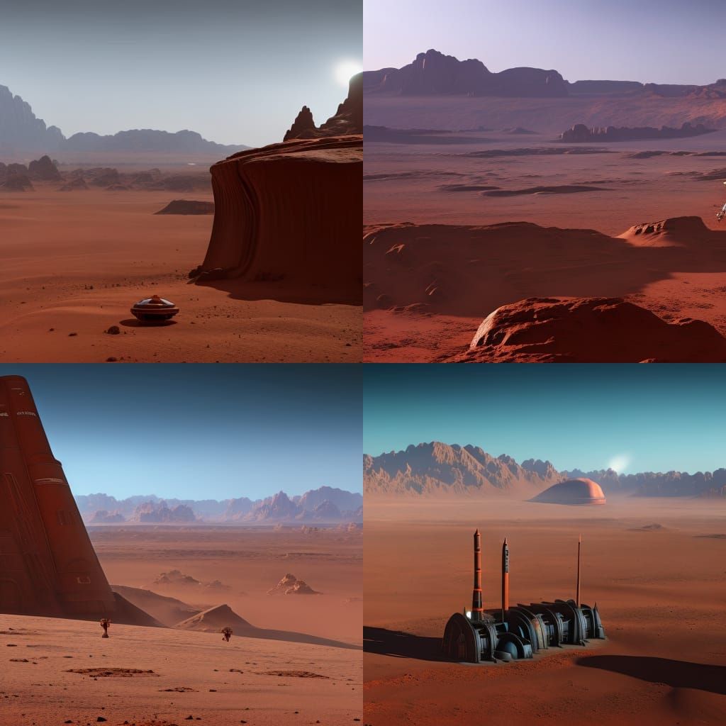 futuristic rocketship on the planet Mars, circa 1902 - AI Generated ...