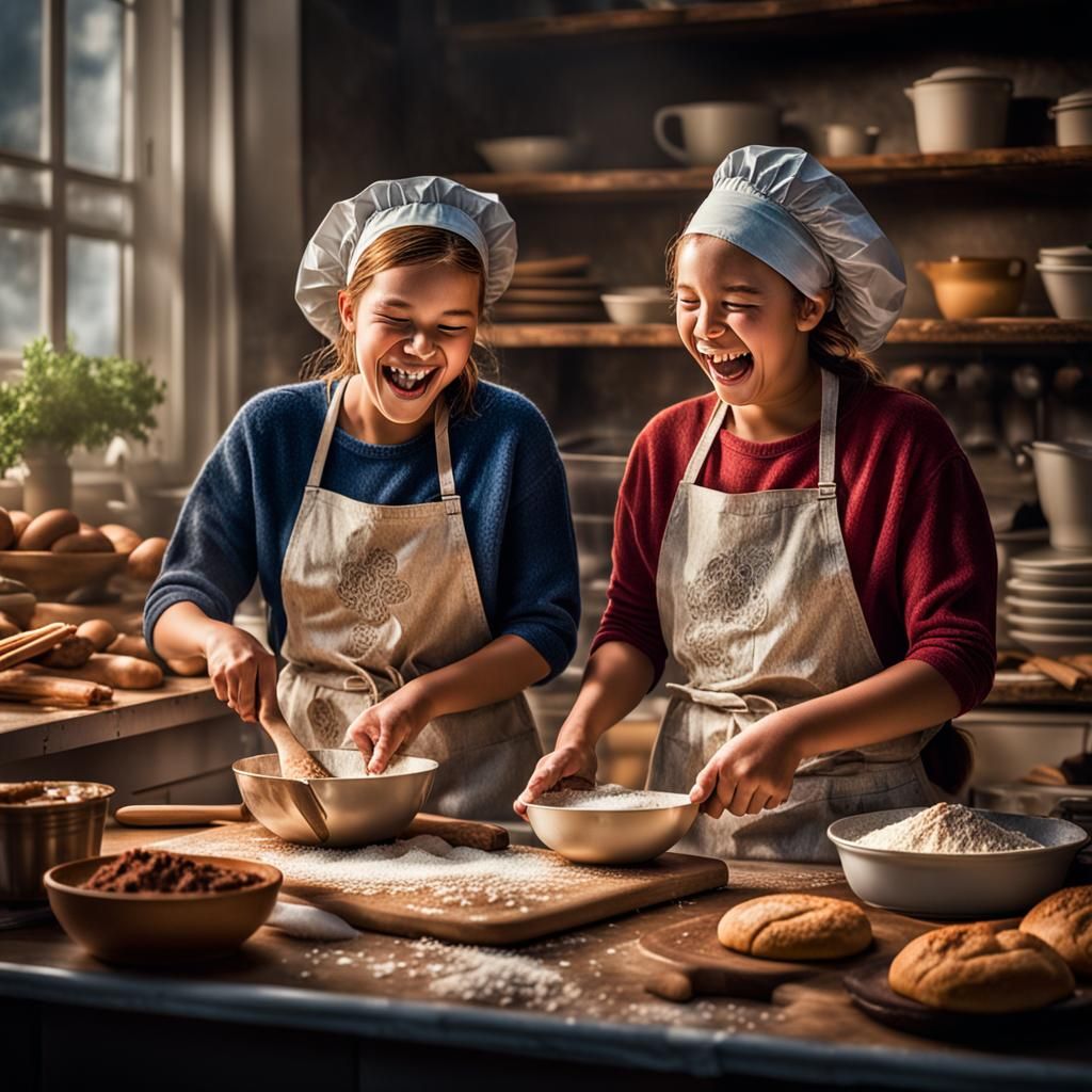 Baking with my Sister - AI Generated Artwork - NightCafe Creator