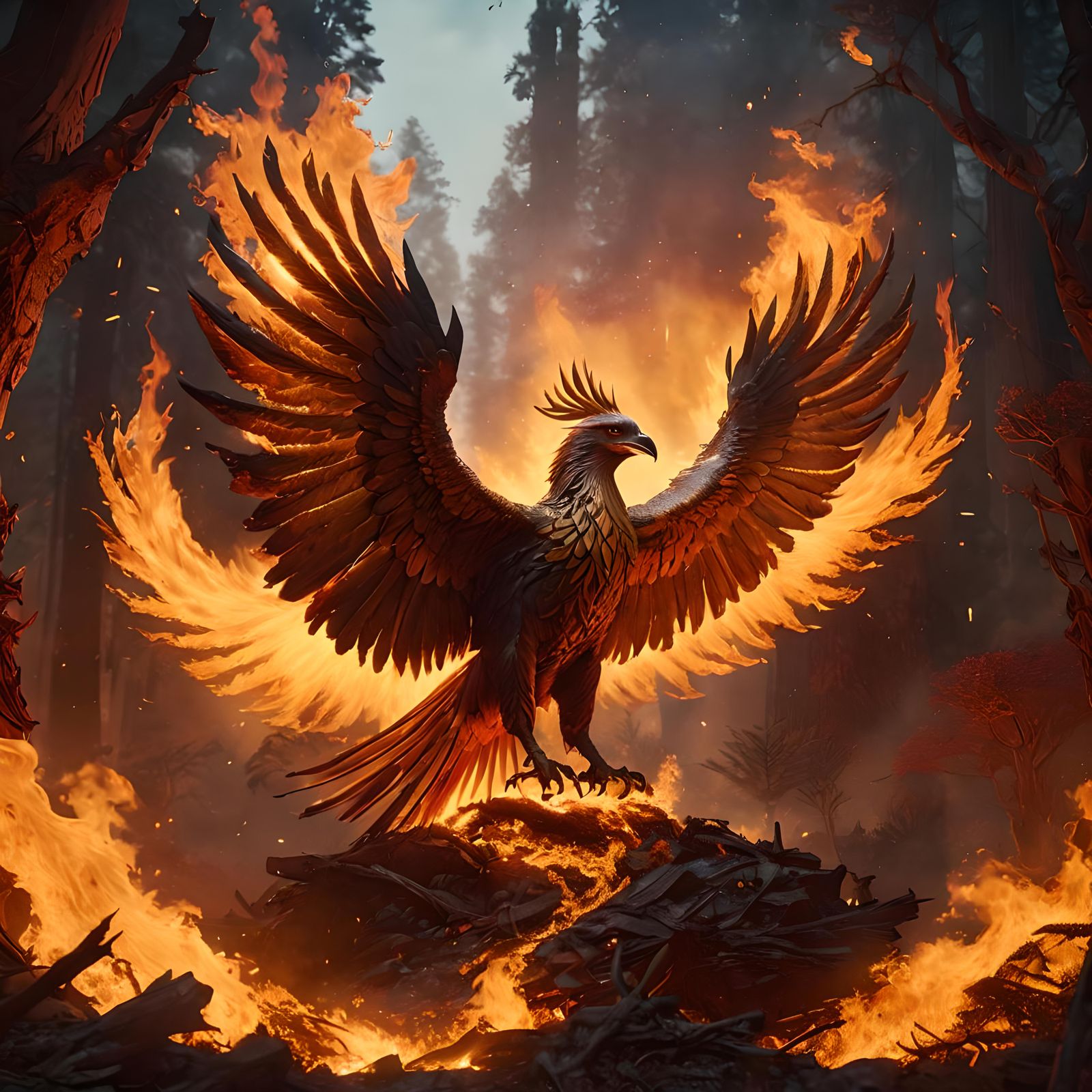Burning Phoenix - AI Generated Artwork - NightCafe Creator