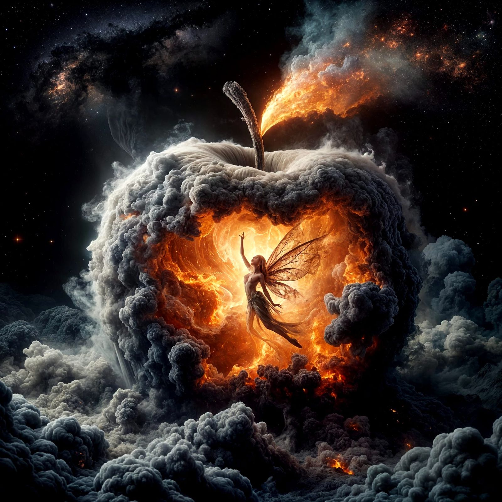The heart of the apple - Surreal Apple Galaxy with Faery Ins...