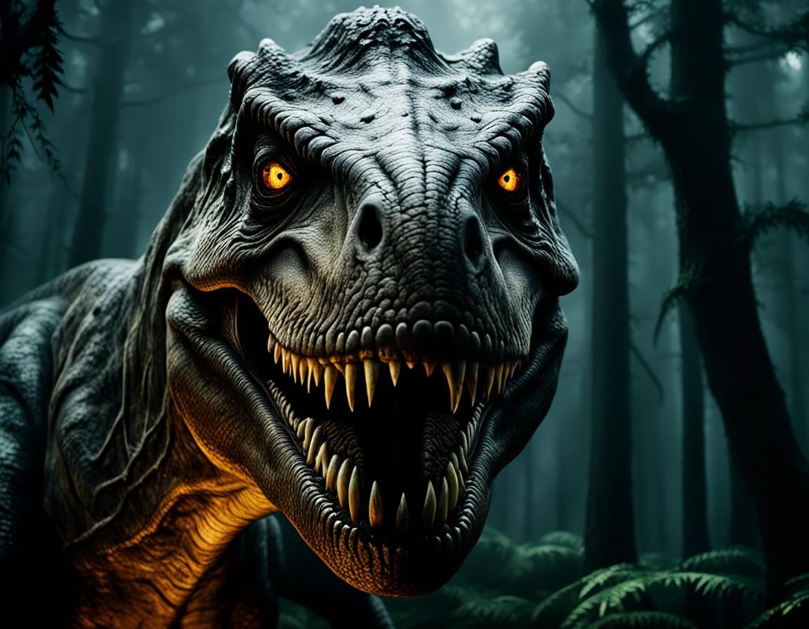 Tyrannosaurus Rex Stares Down with Eerie, Primal I... - AI Art