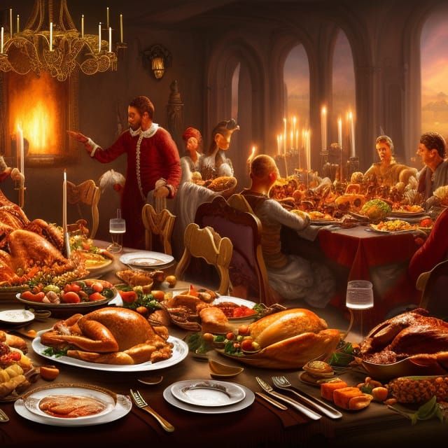 Grand Feast Thanksgiving dinner of the Greatest King detailed matte ...