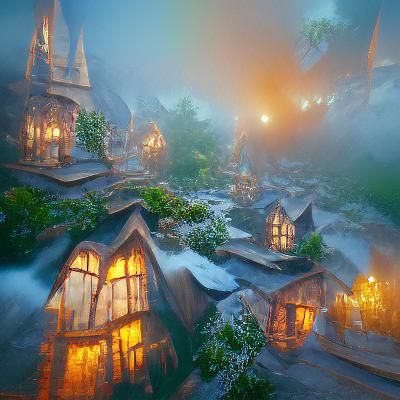 Elven village - AI Generated Artwork - NightCafe Creator