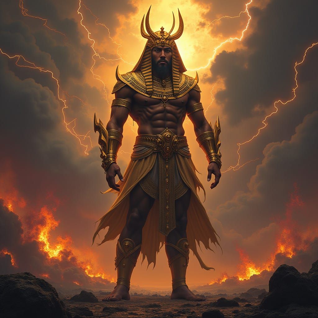 Egyptian God Amon Rises Amidst Apocalyptic Battle ... - AI Art