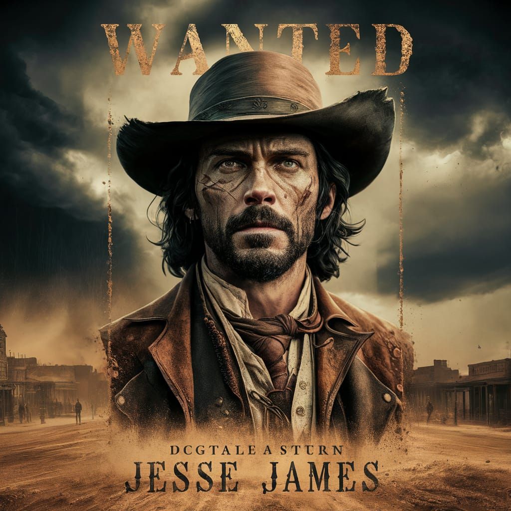 Jesse James Wanted Poster - AI Generated Artwork - NightCafe Creator
