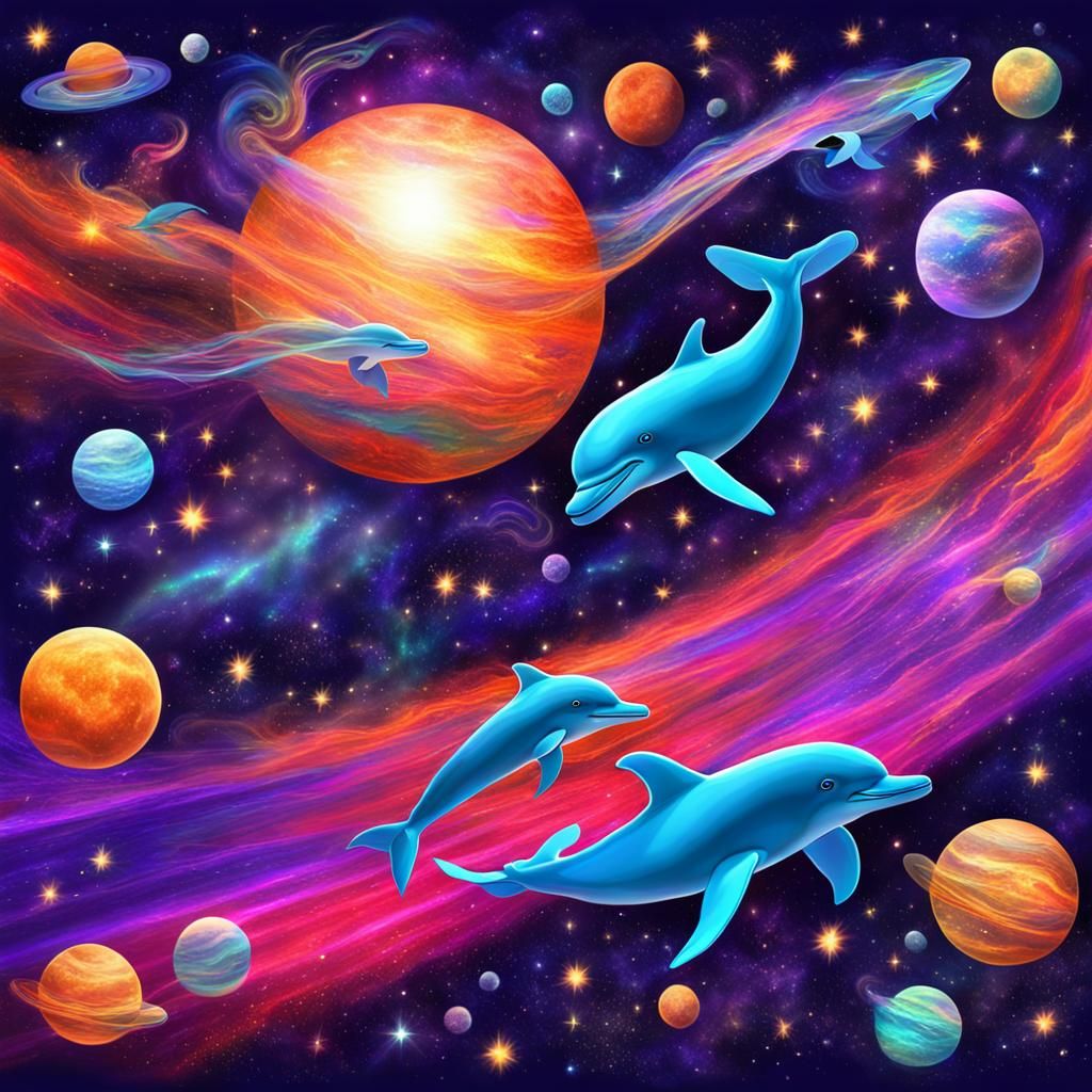 Cosmic space dolphins - AI Generated Artwork - NightCafe Creator