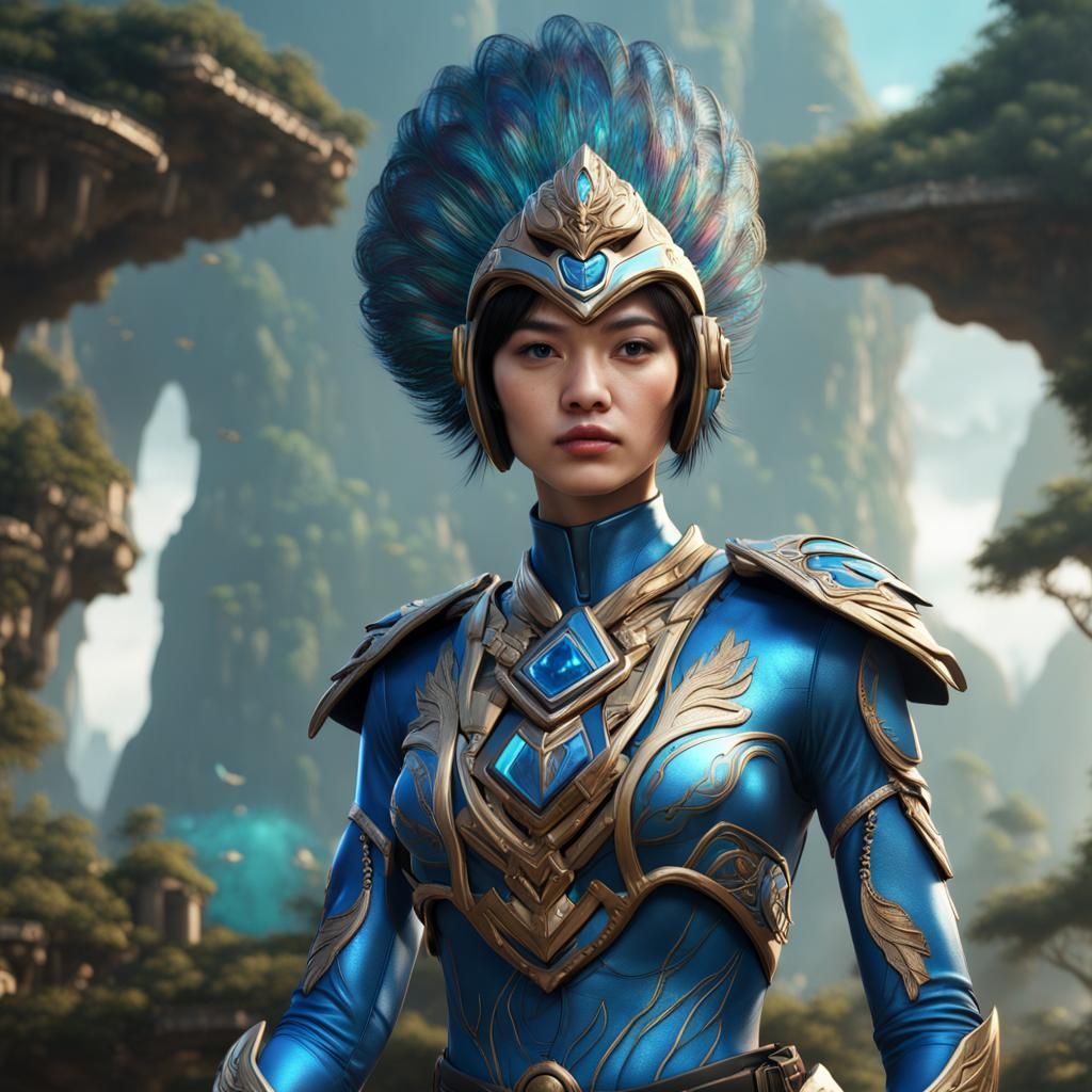 Blue peacock power ranger - AI Generated Artwork - NightCafe Creator