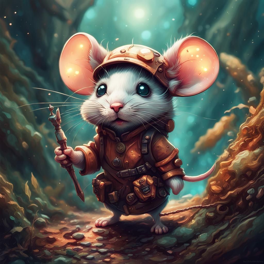 cute adorable mouse on an adventure, by Alberto Seveso, Cyril Rolando ...