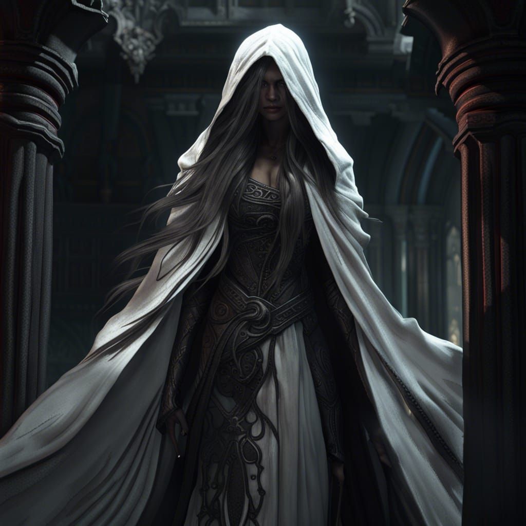 Long-haired female monster who won't let them see her face, wears torn ...