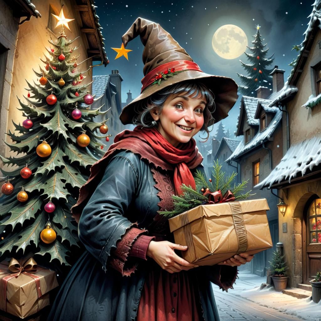 La Befana's holiday gifts (Christmas in Italy) - AI Generated Artwork ...