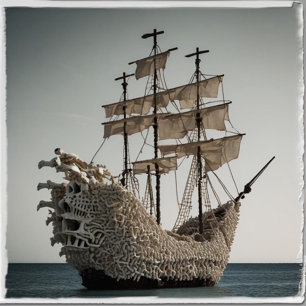 Pirate ship made of bones, island cove - AI Generated Artwork ...
