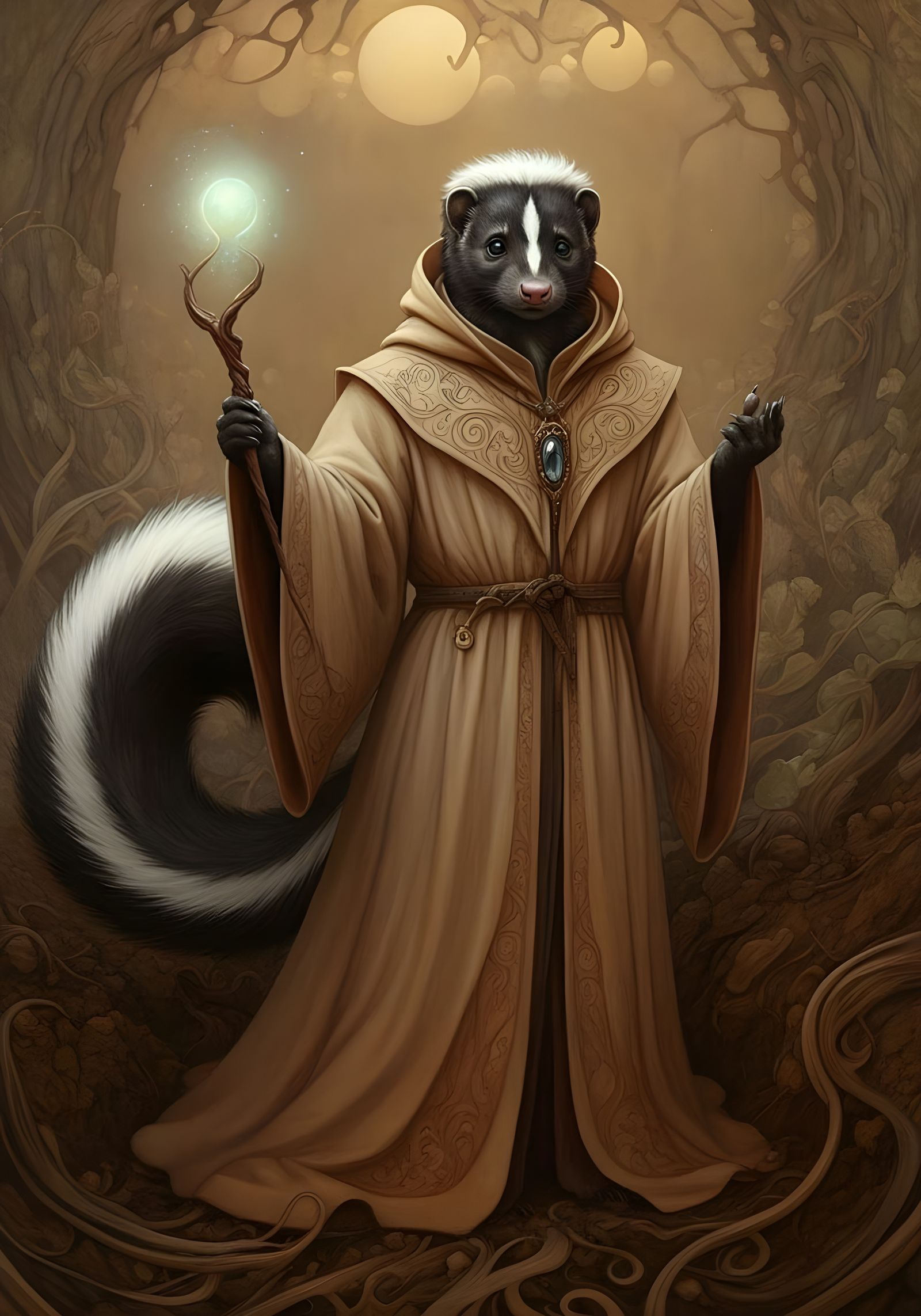 Sorcerer of Earth - Anthropomorphic Sorcerer Poses in Luxuri...
