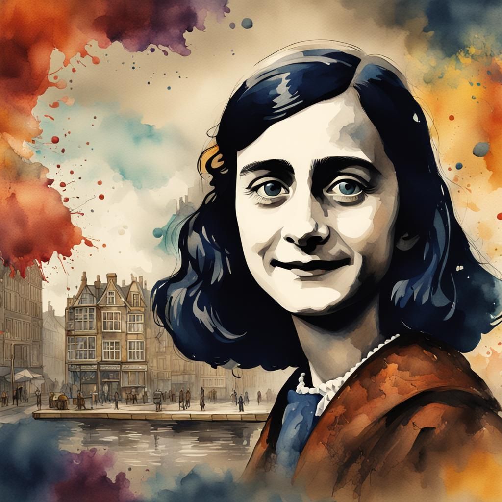 Watercolor profile Anne Frank - AI Generated Artwork - NightCafe Creator