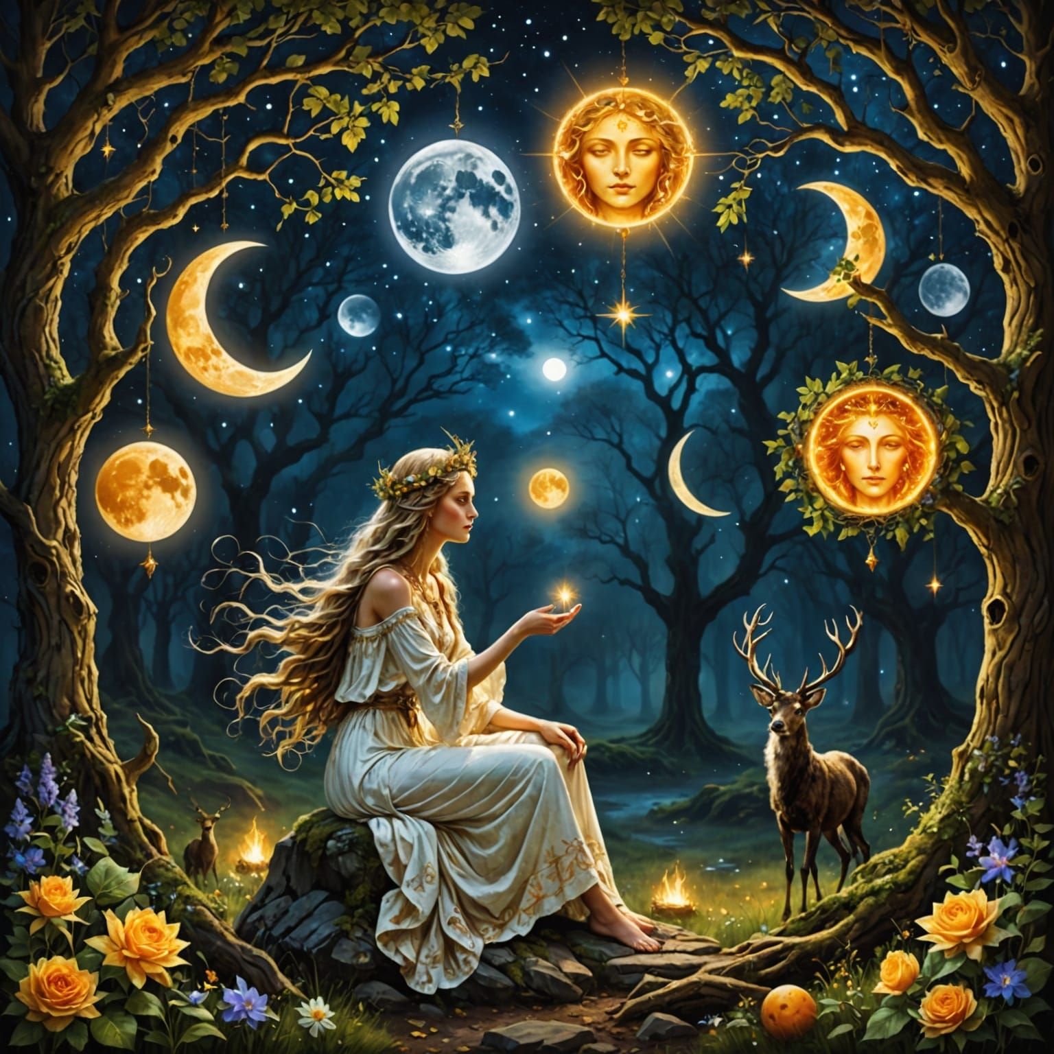 Archetypes of the Moon and Sun Unite in Harmony - AI Art