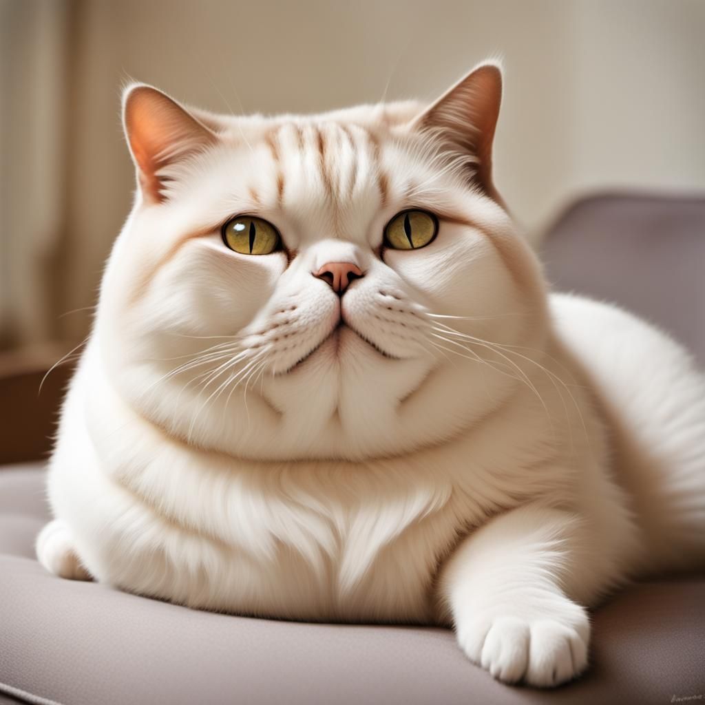 Imagine a delightfully chubby cat with a generous and plump bottom ...