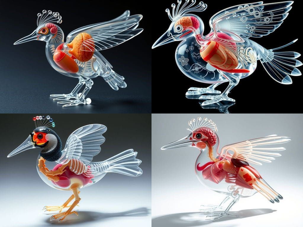 Glass Sculpture of Puffin Peacock Hybrid Reveals I... - AI Art