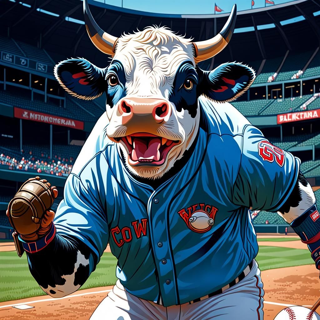 cow playing baseball - AI Generated Artwork - NightCafe Creator