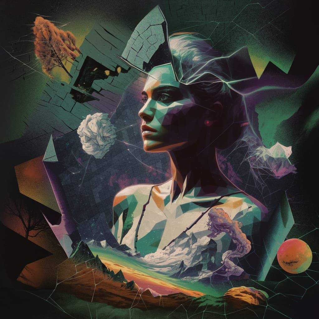 "disjointed Luminweave and Fracture Reality art, The Impossible Perspective (soulcarving), style ...