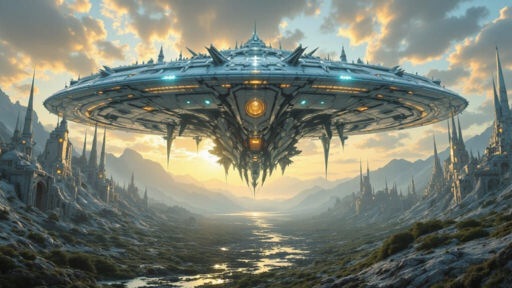 Space Ship - Dragon in Cyberpunk Style Generated by AI