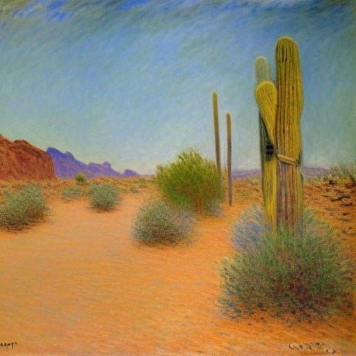 Desert ghost town, Claude Monet - AI Generated Artwork - NightCafe Creator