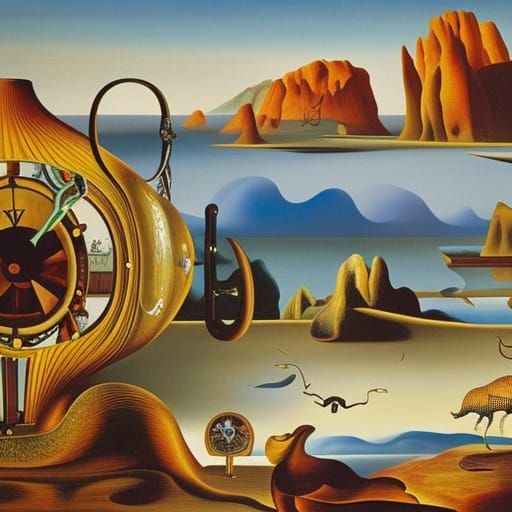 A DALI CRAZY CLOCKWORK LANDSCAPE - AI Generated Artwork - NightCafe Creator