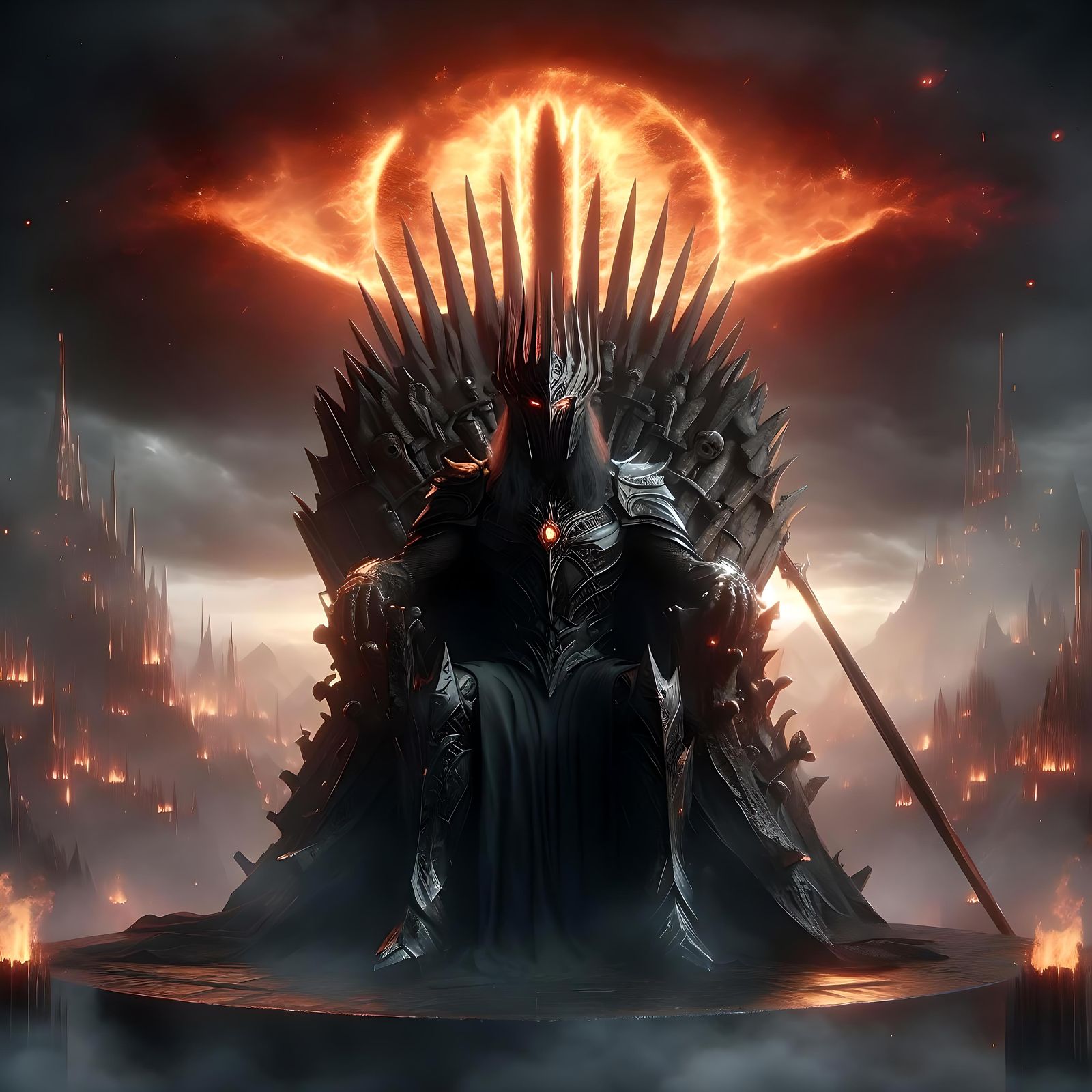 Sauron Owns The Iron Throne - AI Generated Artwork - NightCafe Creator