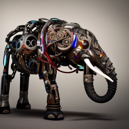 Mechanoid insane intricate cyborg elephant human Intricate mechanical ...