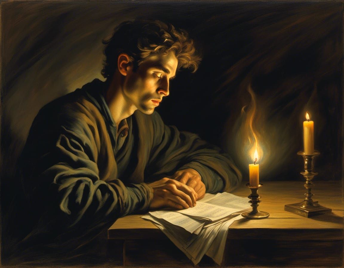 Study by Candlelight - AI Generated Artwork - NightCafe Creator