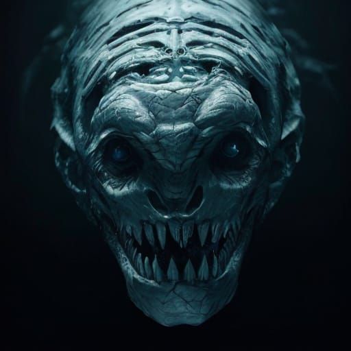 Menacing Bloop Eel Trapped in Ice, Frozen in a Gri... - AI Art