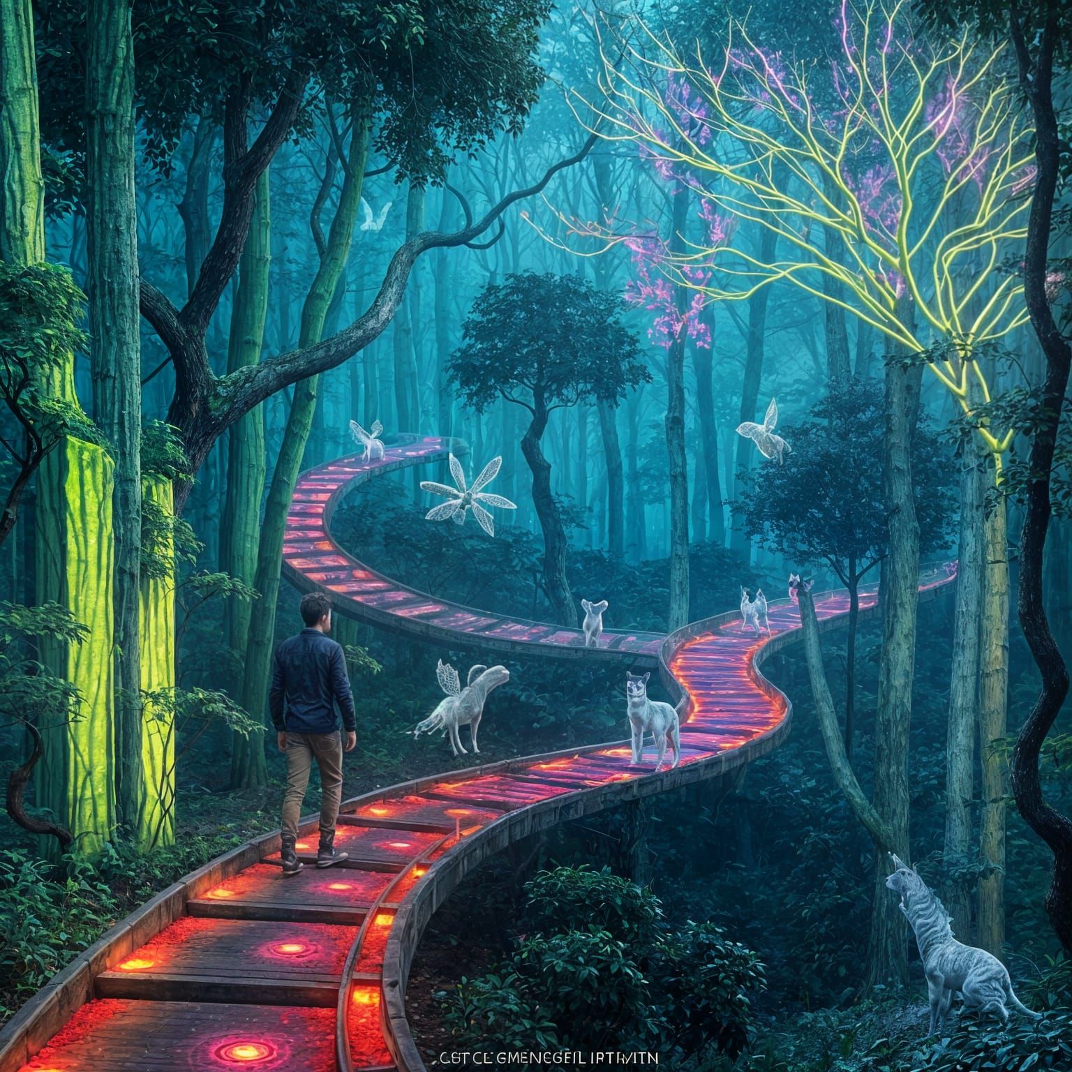 Surreal Forest of Glowing Bioengineered Trees in a... - AI Art