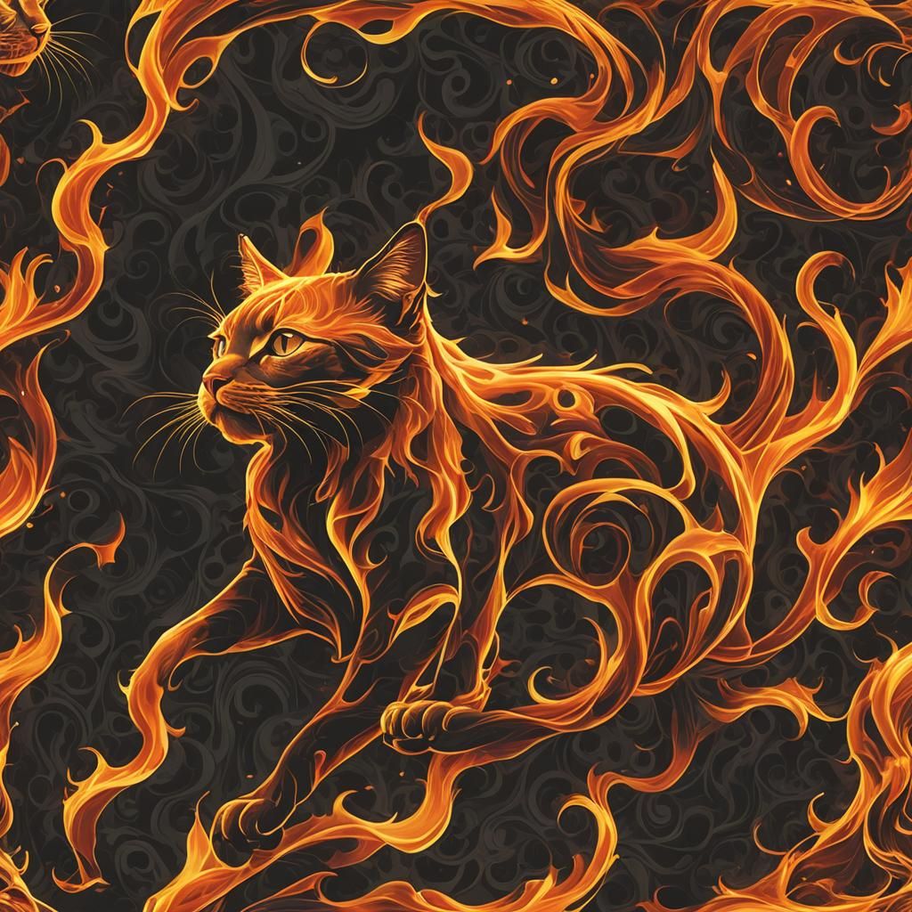 Fire cat - AI Generated Artwork - NightCafe Creator