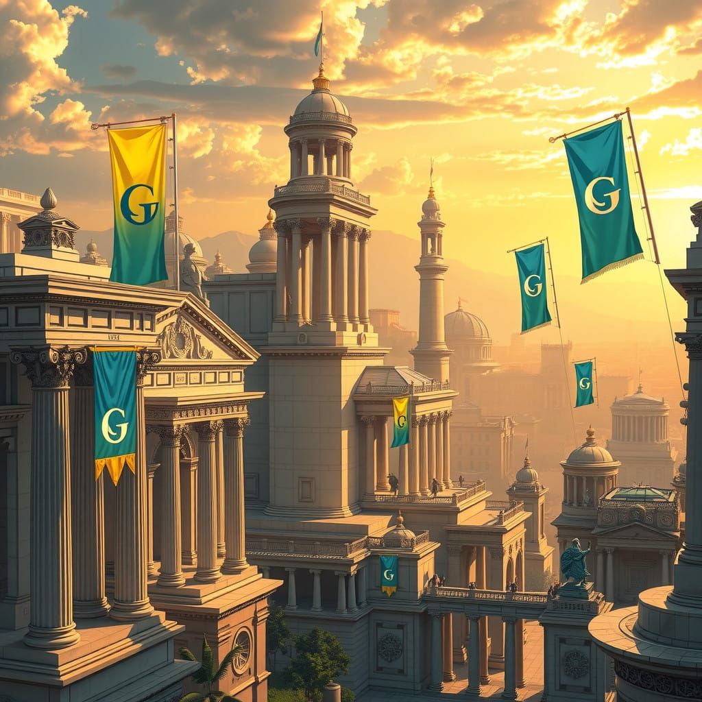 Ancient Rome Revival Metropolis in Vibrant, Retro-... - AI Art