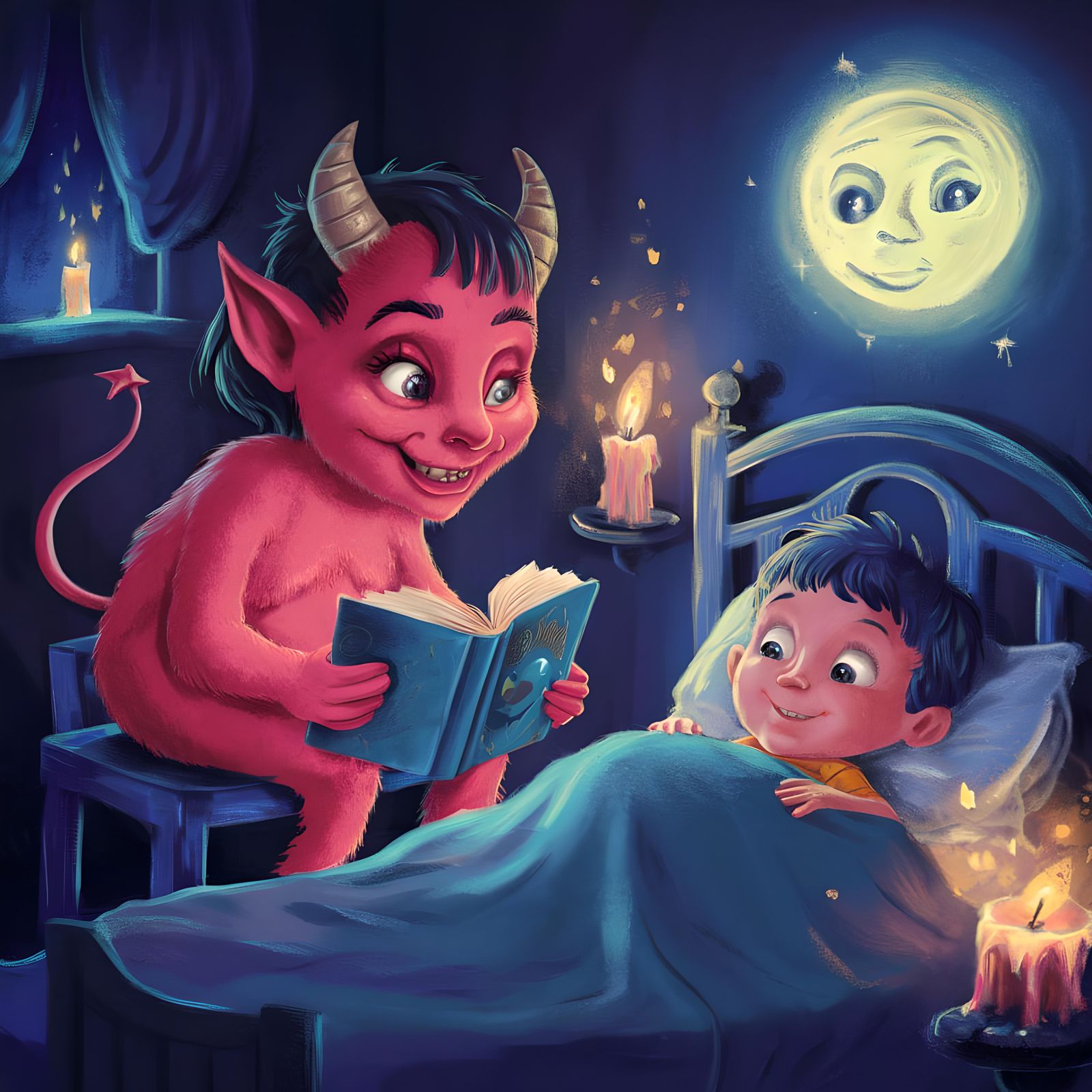 Storytime with the Friendly Demon - AI Generated Artwork - NightCafe ...