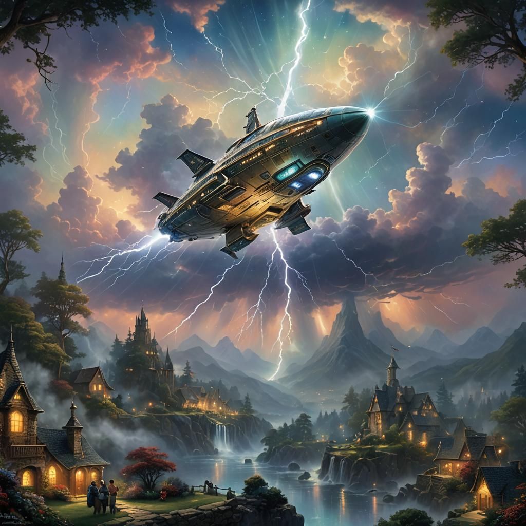 Lazer beam spaceship lightning - AI Generated Artwork - NightCafe Creator