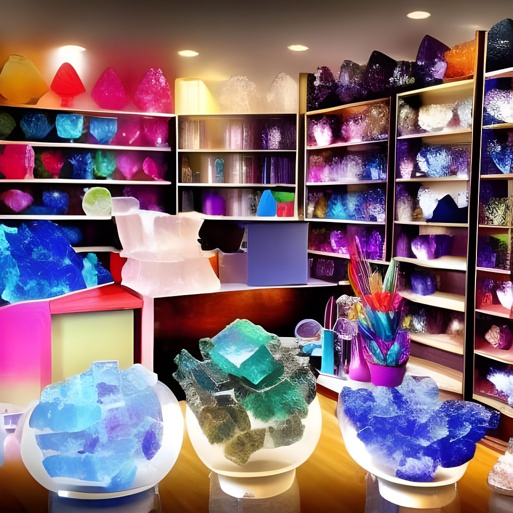 vibrant crystal shop! 💎 a colorful array of crystals, sparkling in the ...