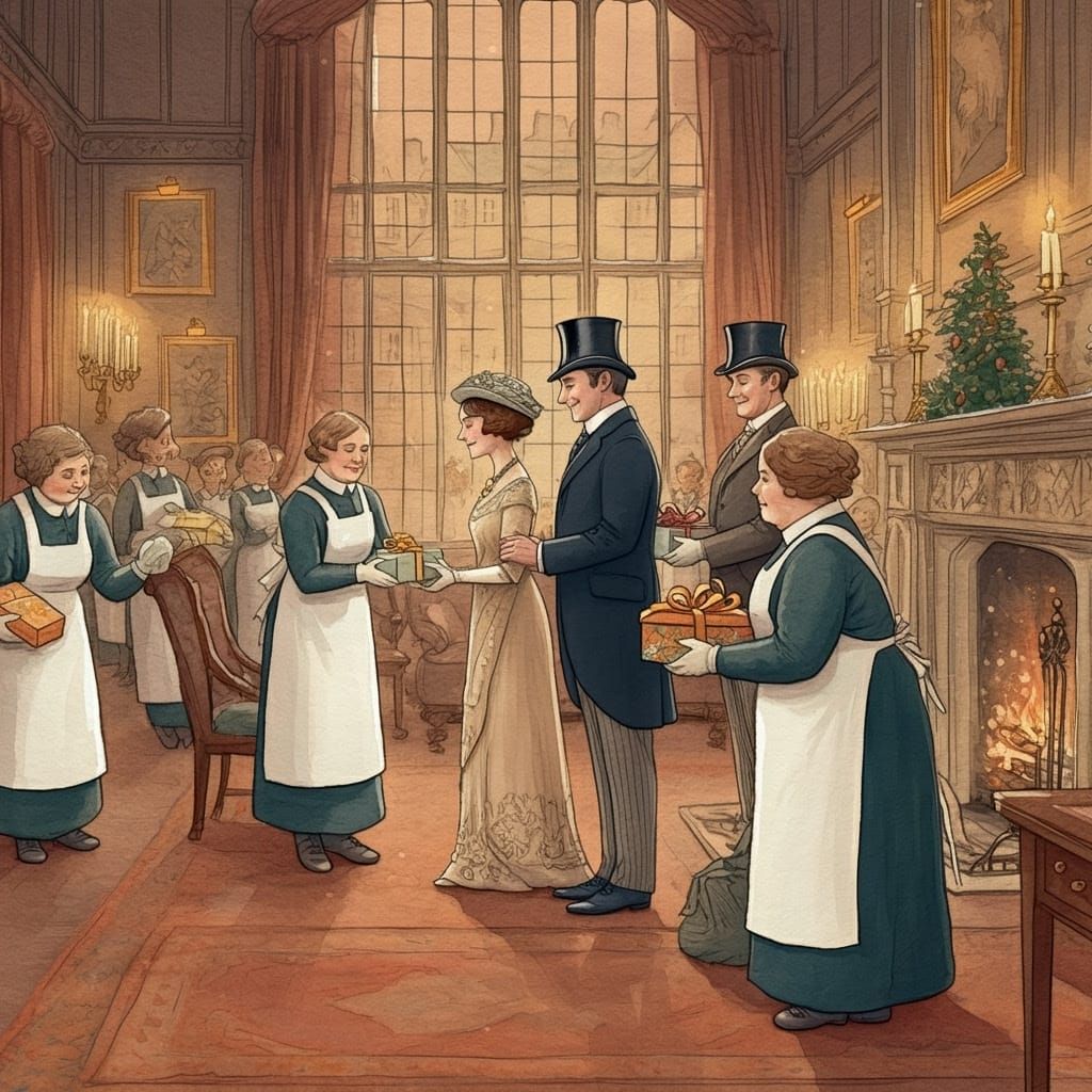 Boxing Day Victorian Watercolour style image of a big country house ...