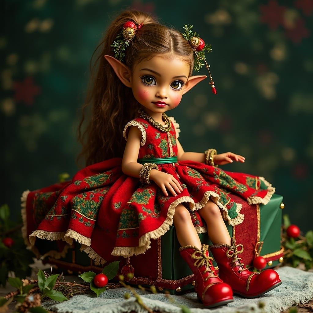 Elf - 20241210 - C - Whimsical Christmas Elf in Vibrant Holi...