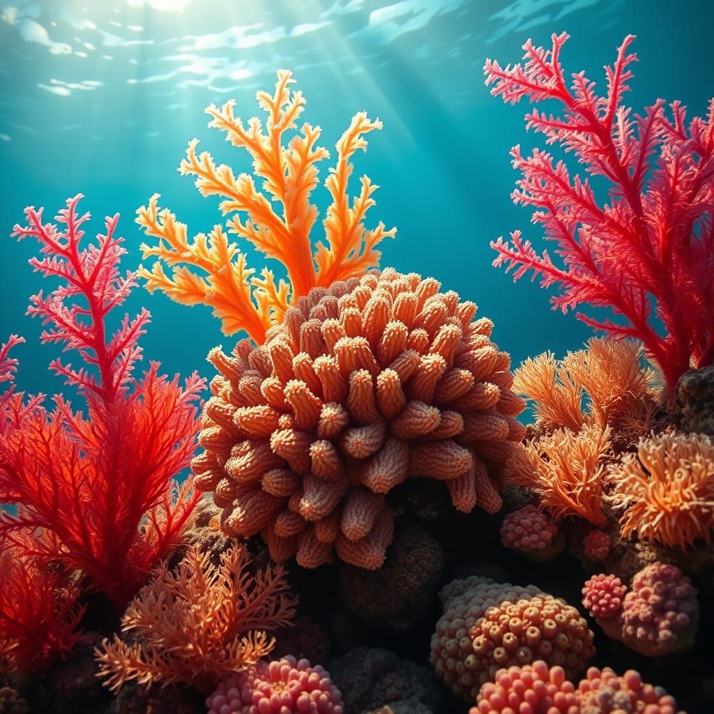 Gentle Coral Dance in Warm, Soft Focus - AI Art