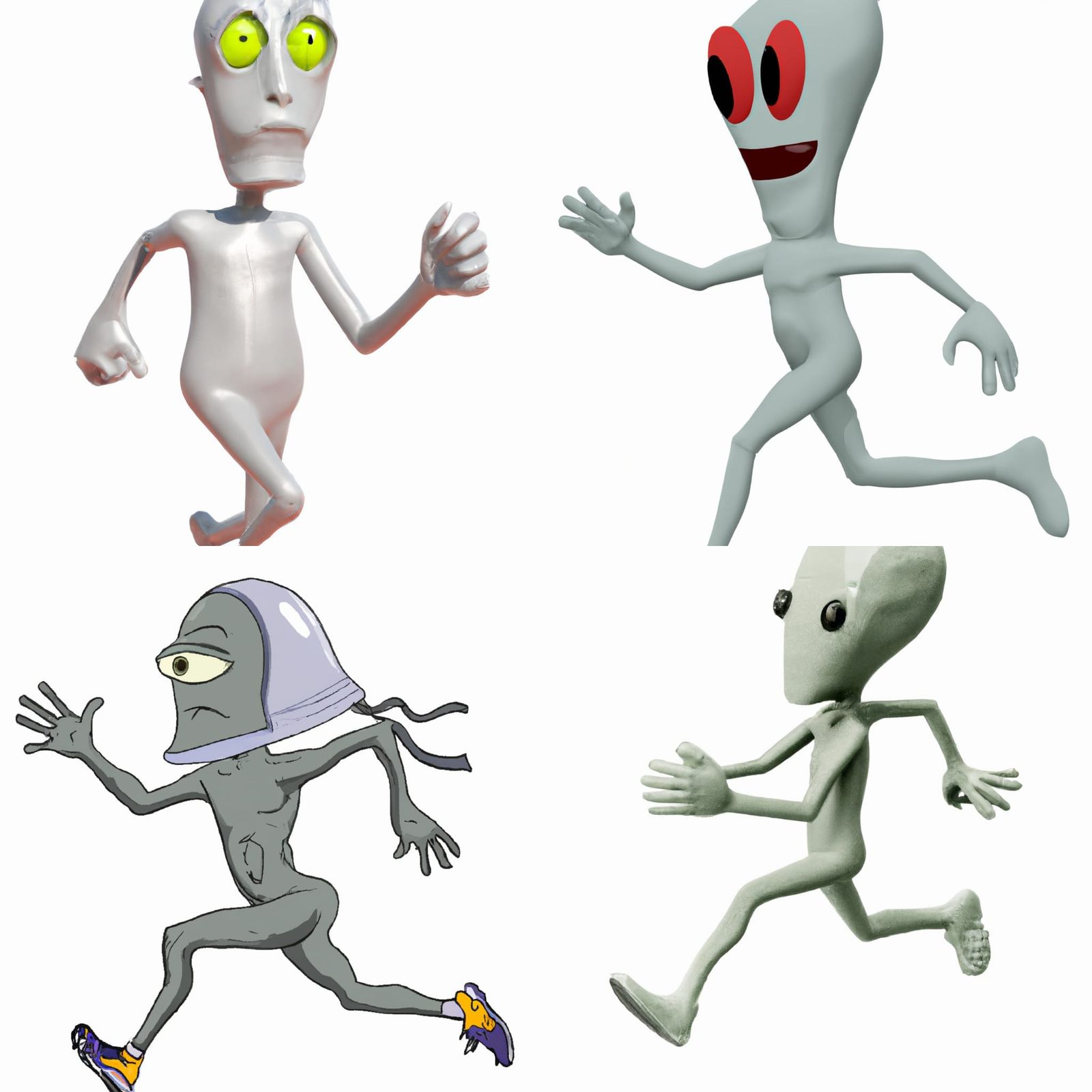 Grey alien running in a marathon - AI Generated Artwork - NightCafe Creator