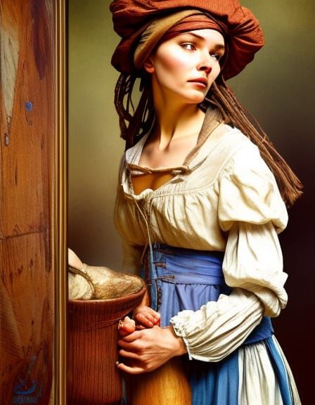 17th century natural looking French peasant woman - AI Generated ...