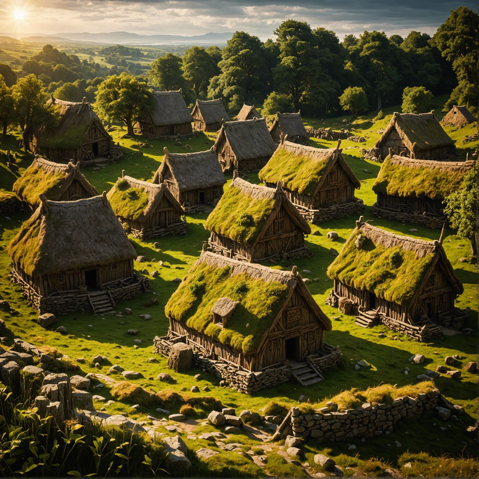 daily life of a bronze age celtic village - AI Generated Artwork ...