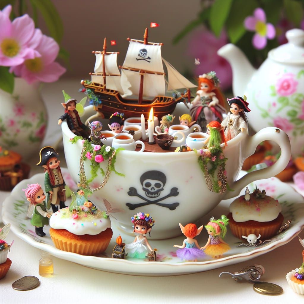 Pirates Pixie Tea Party: A delicate porcelain tea cup, containing a ...