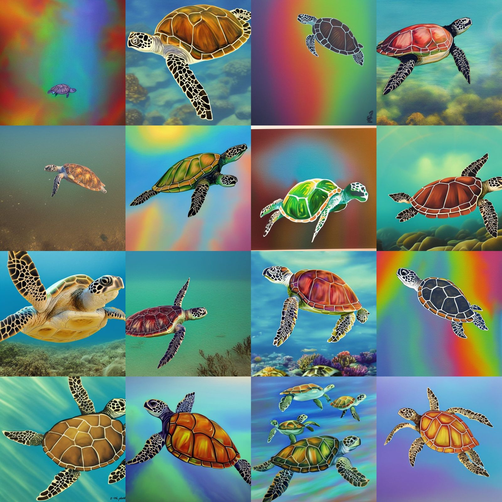 Sea turtle rainbows - AI Generated Artwork - NightCafe Creator