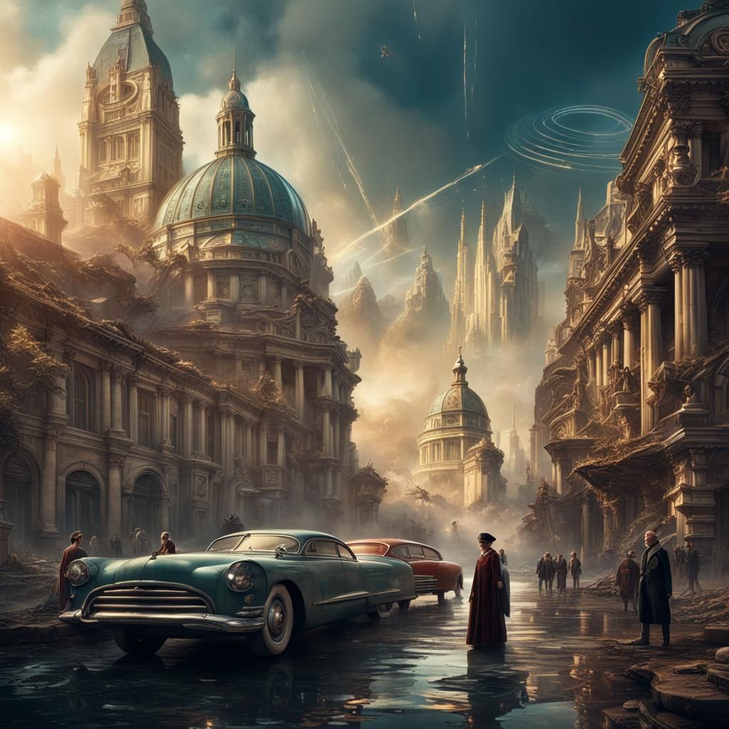 Chrono-Synthesis: A Postcard from the Ages - AI Generated Artwork - NightCafe Creator