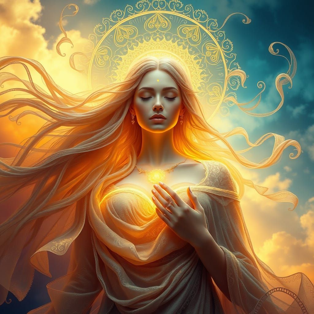 The essence of Compassion depicted as a beautiful woman